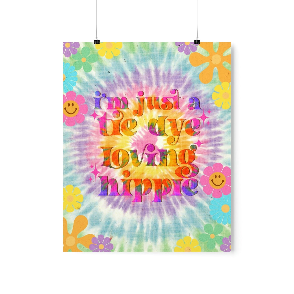 Tie Dye Loving Hippie Poster | Retro Art | Vintage Art | 70s Art | Home ...