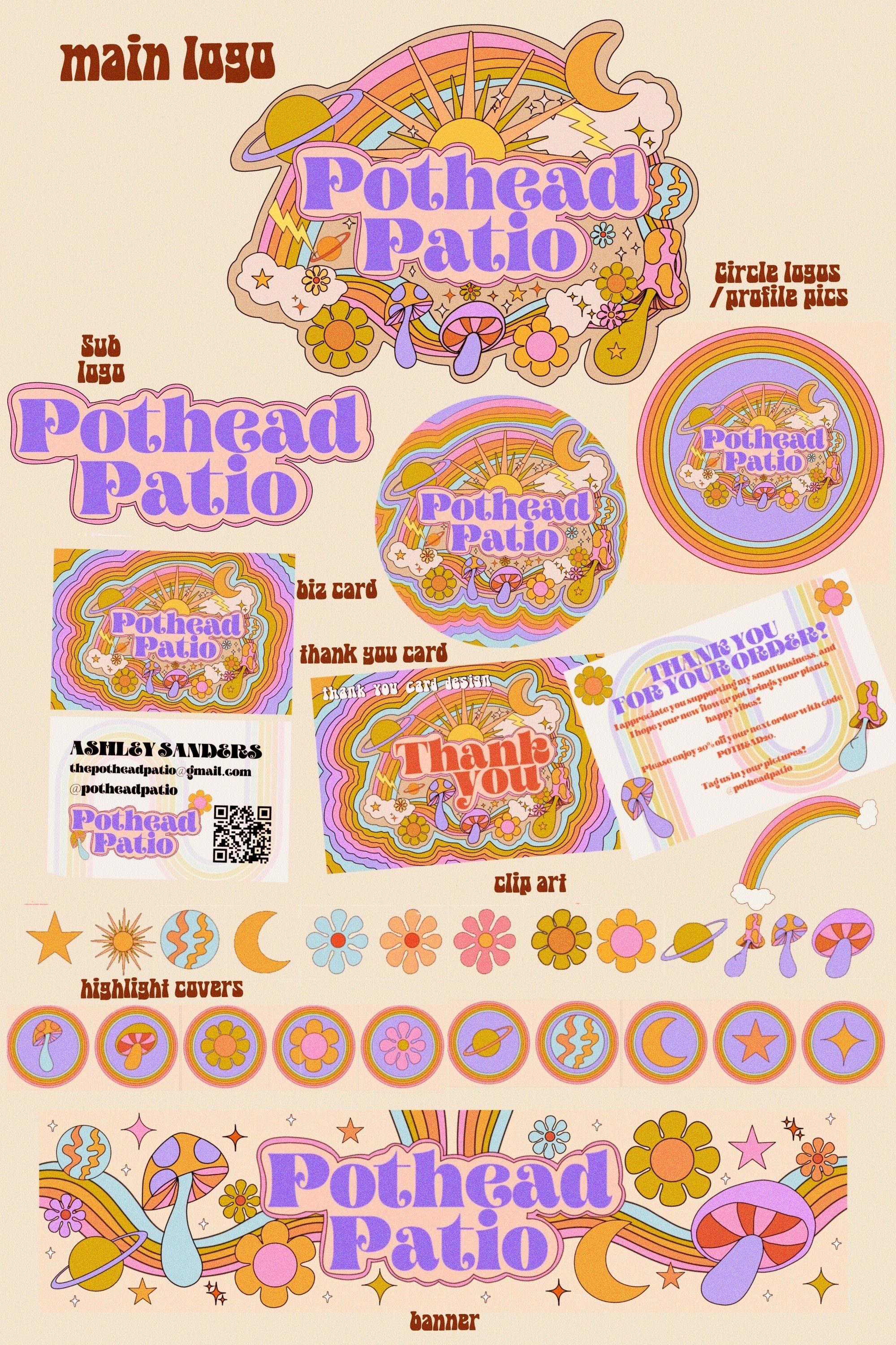Pastel Vintage Spacey Logo Design | 70s Logo | Retro Rainbow 70s Logo ...