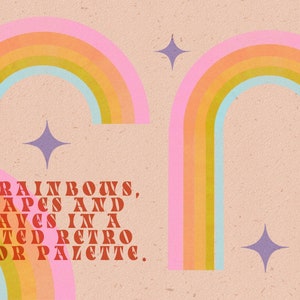 Retro Rainbows Illustration Pack - Vector & PNGS - 70s Rainbow ...
