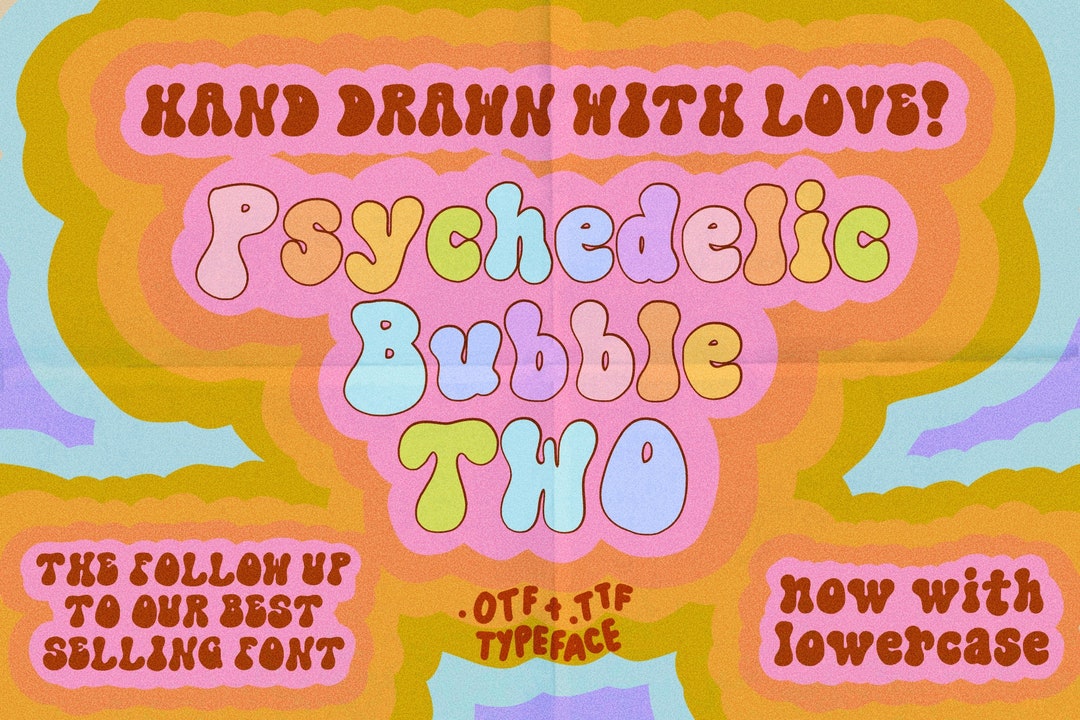 Psychedelic Bubble Font - 70s Fonts - Groovy Fonts - Retro Fonts - Hippie Fonts - Vintage 70s ...