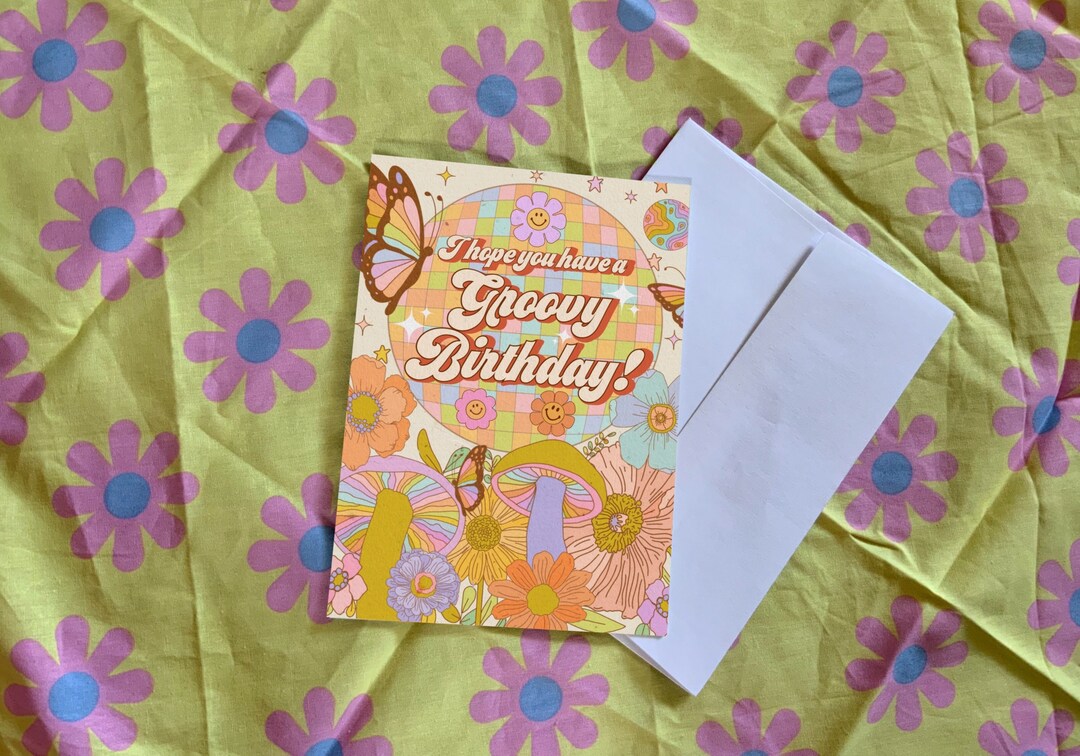 I Hope You Have a Groovy Birthday Card Printable Card Folded Card Retro ...