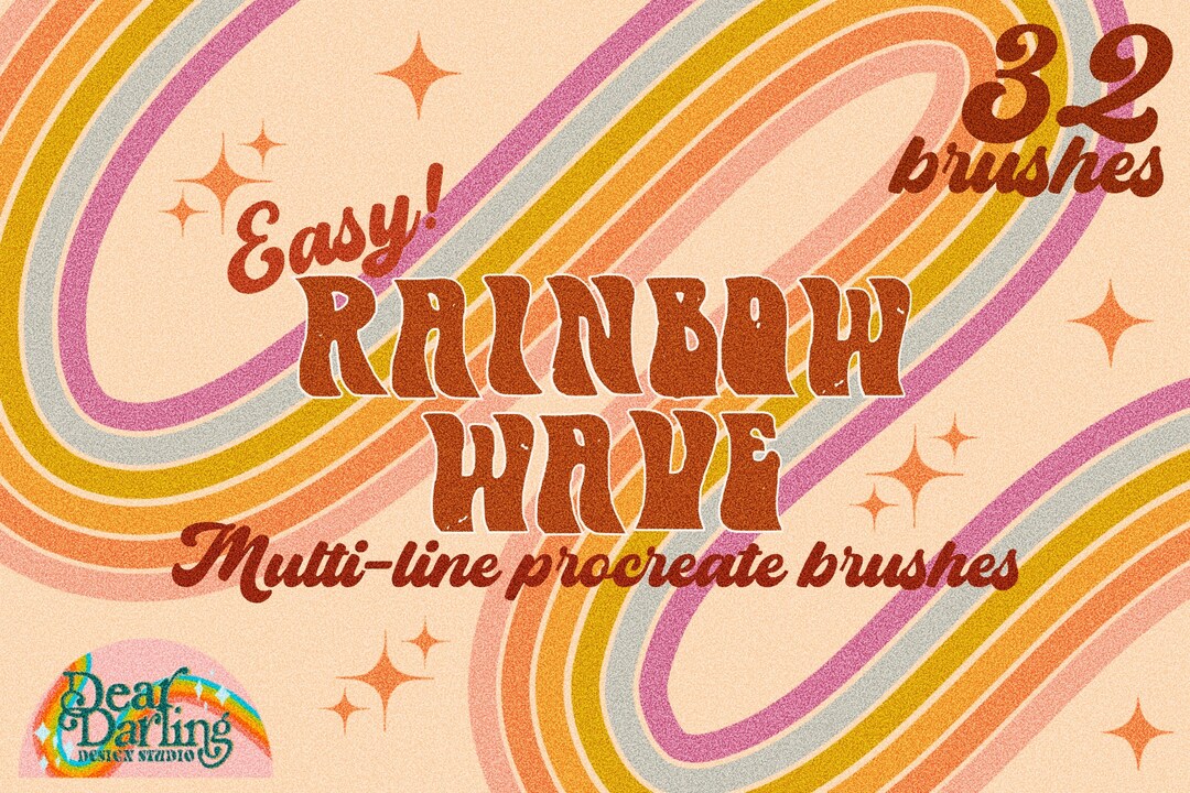 Rainbow Wave Procreate Brush Set - Multiline Procreate Brushes ...