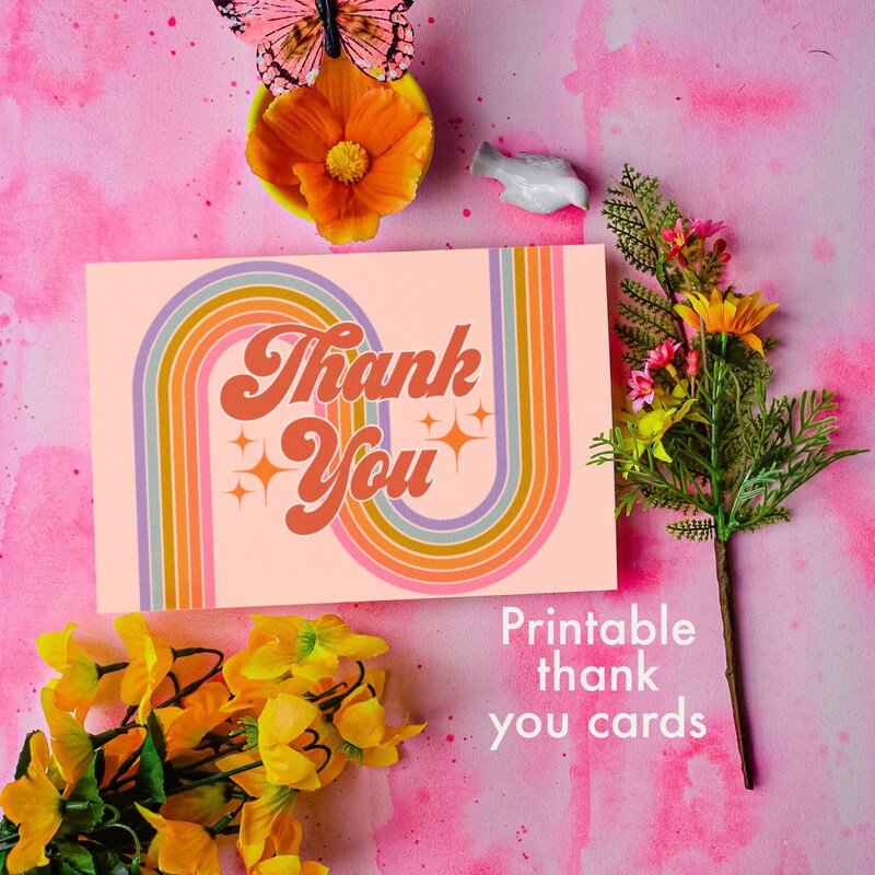 Retro Thank You Cards - Etsy
