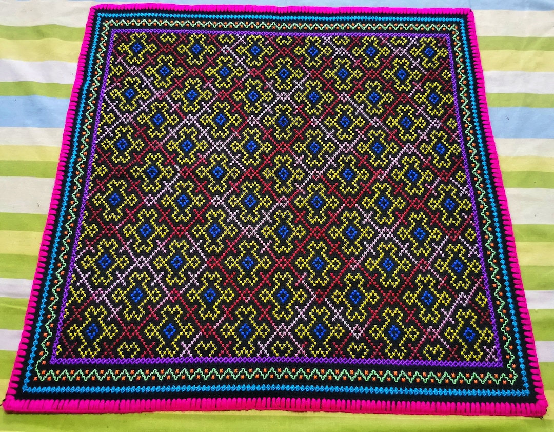 48x48cm-shipibo Embroidery Ayahuasca Art Shipibo Tapestry Shamanic ...