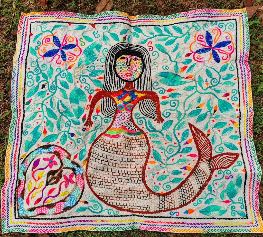 64x70cm-icaro Medicinal Hummingbird, Textile Shipibo Ayahuasca Flower ...