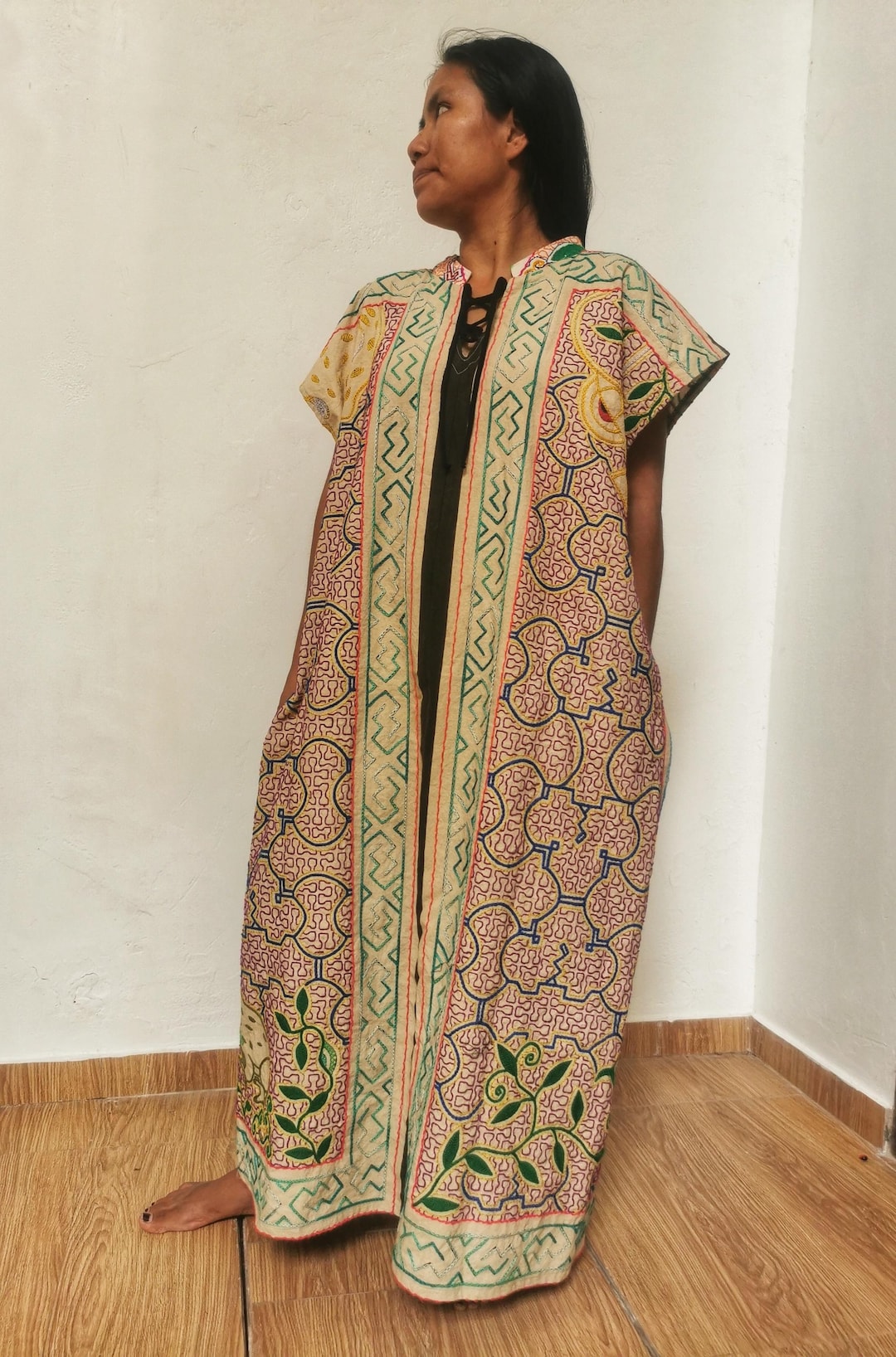 Kimono Tunic Shipibo Embroidery Painting Clothing Shamanic Art Ceremony ...