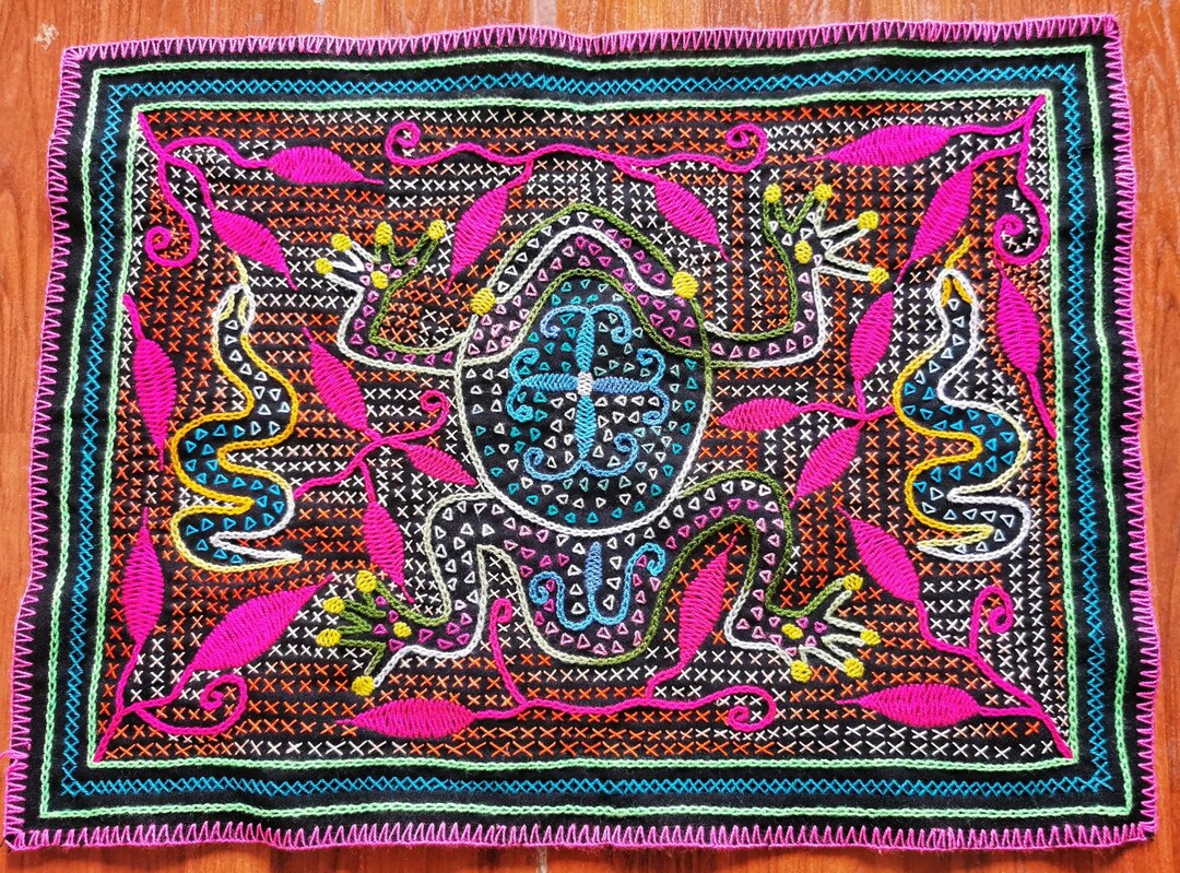 49x36.5cm-shipibo Embroidery Ayahuasca Art, Shipibo Tapestry Shamanic ...