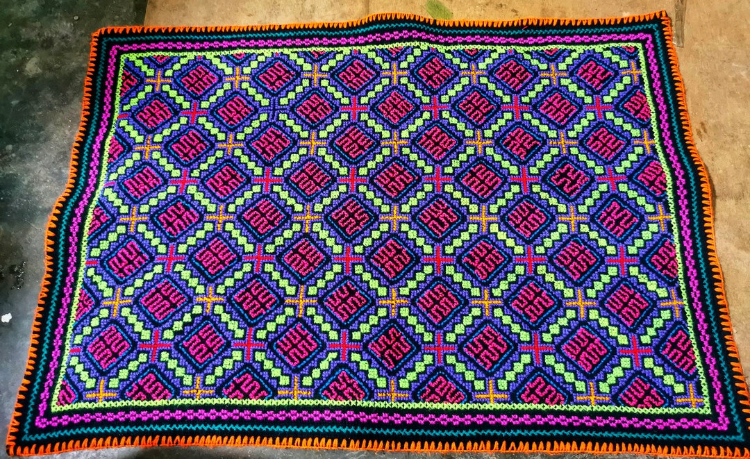 62x45cm-shipibo Tapestry, Ayahuasca Medicine for Healing Textile ...