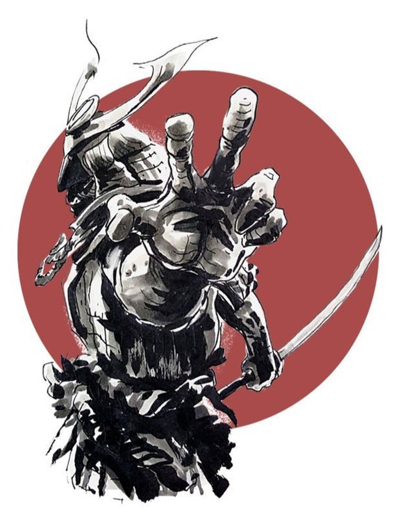 Rising Sun Samurai Ink Illustration | Etsy