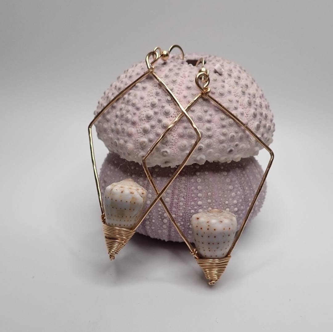 Diamond Wrapped Abbreviated Cone Shell Earrings 14k Gold Fill - Etsy