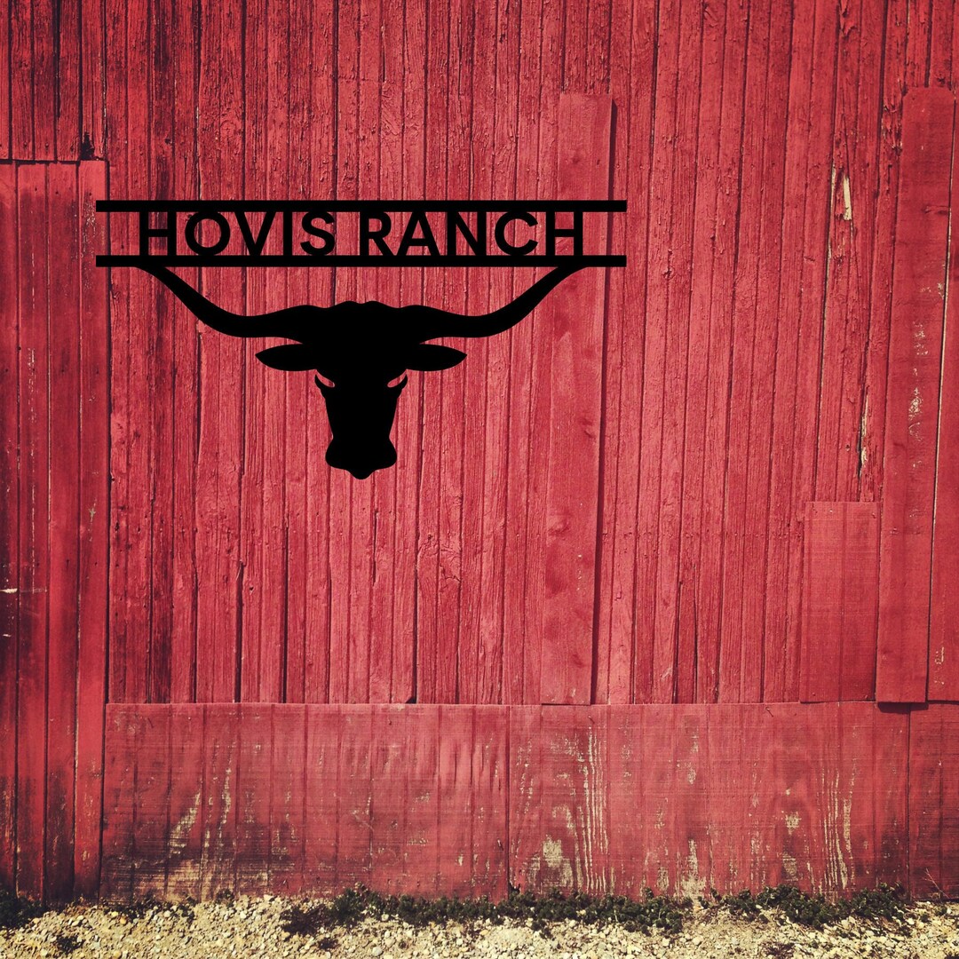 Custom Longhorn Texan Horse Ranch Barn Name Rodeo Metal Wall Art Sign ...