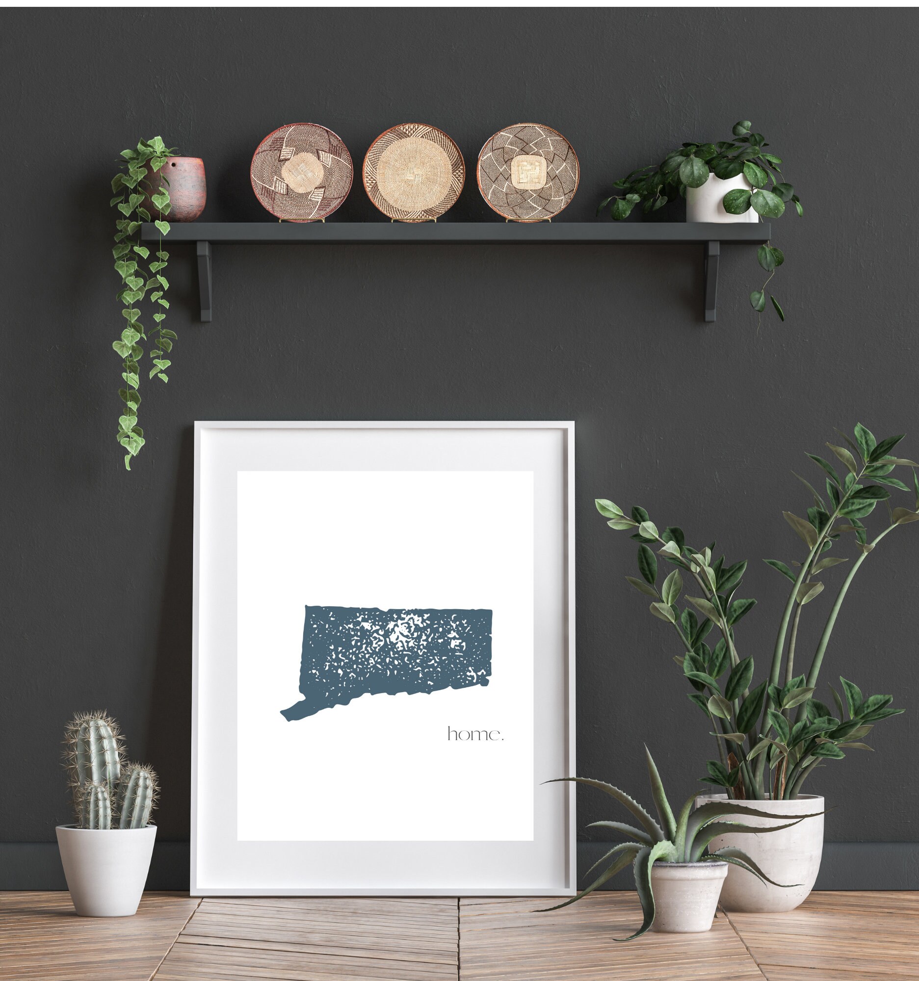 DIGITAL Connecticut Home Print CT Wall Art mapa 8X10 - Etsy España