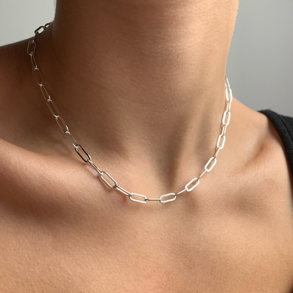 Silver Paperclip Necklace - Etsy