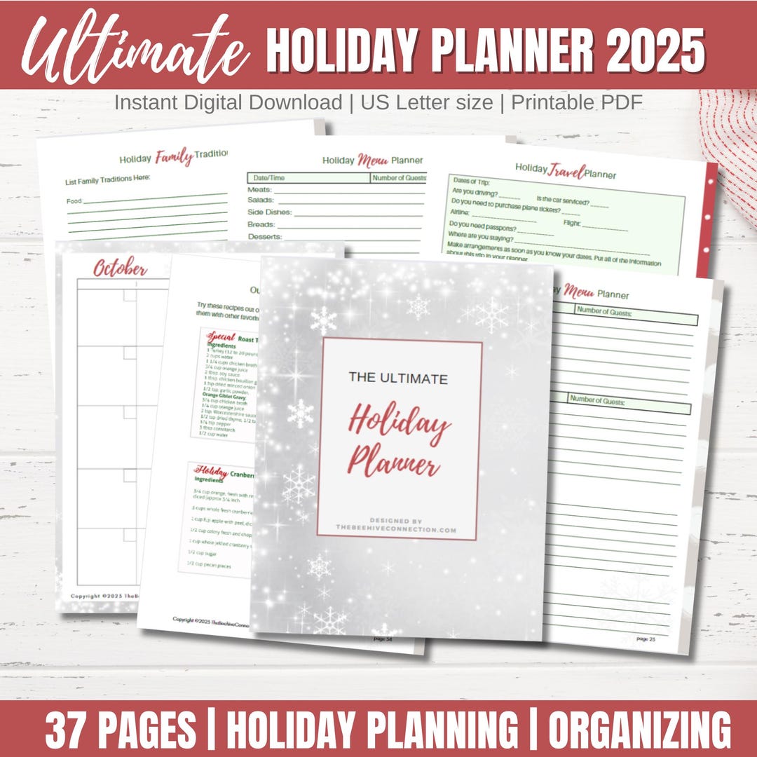 The Ultimate Holiday Planner Printable | 35-page Christmas Planner ...