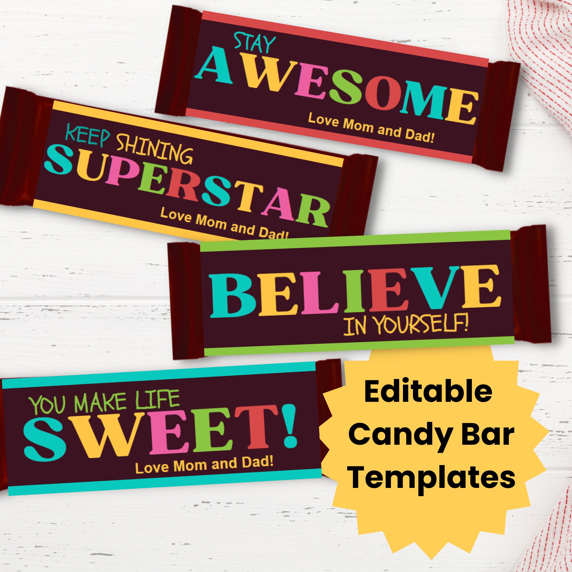 Instant Download Editable Hershey Candy Bar Wrapper Templates - Etsy