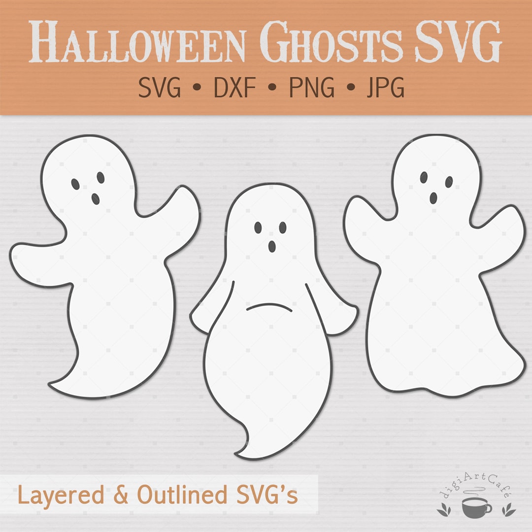 Halloween Ghosts SVG, DXF Cut Files, PNG Digital Downloadable Clipart ...