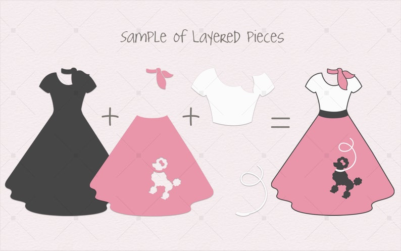 50's Poodle Skirt Layered SVG and DXF Cut File, PNG Downloadable ...