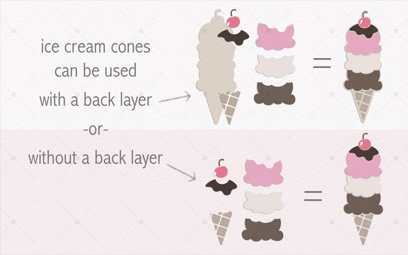 Ice Cream Cone Bundle Layered SVG, DXF Cut File, PNG Digital ...