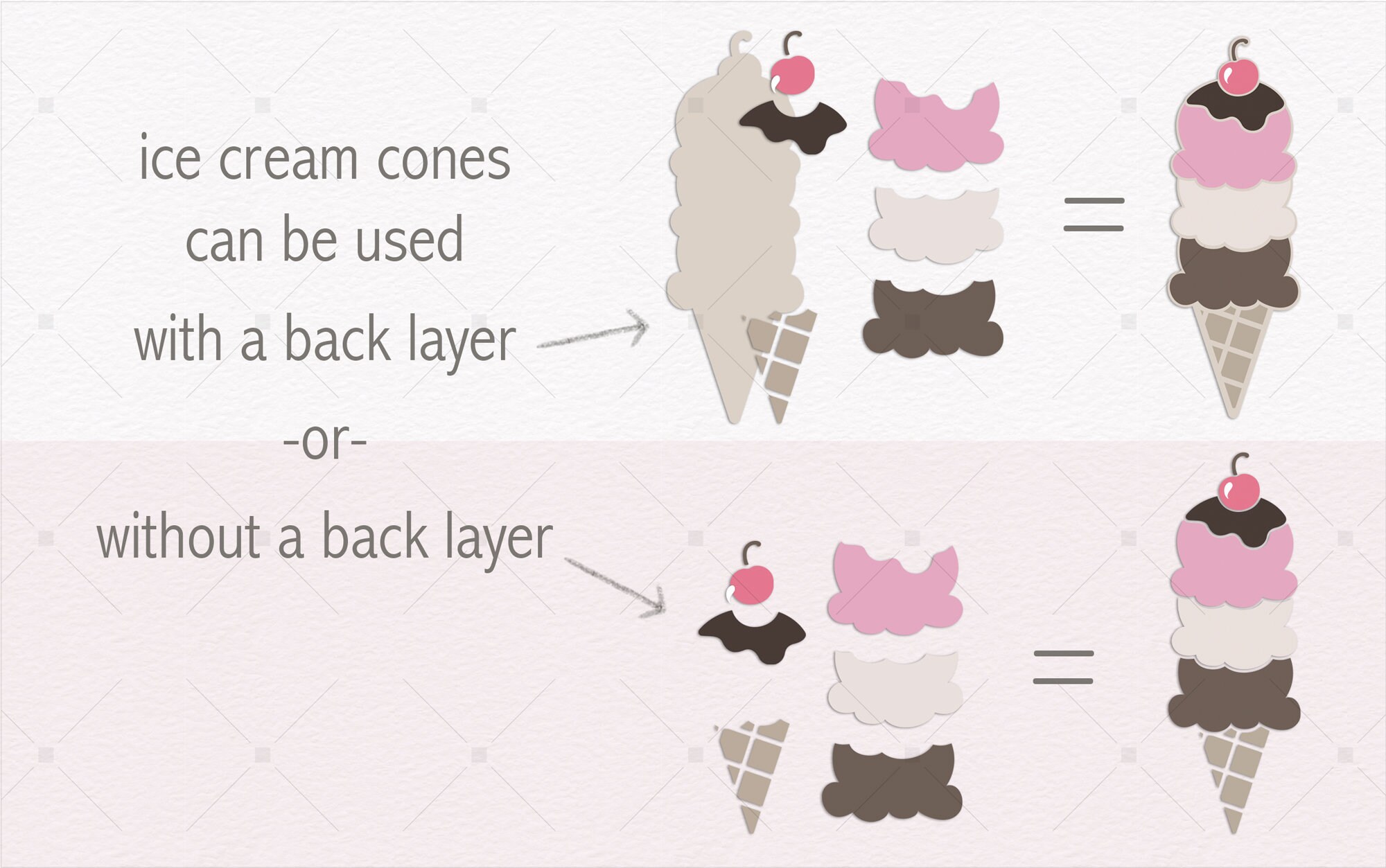 Ice Cream Cone Bundle Layered SVG, DXF Cut File, PNG Digital ...