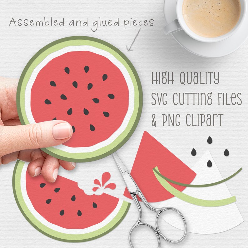 Watermelon SVG Clipart: Layered Cut File, Printable PNG (digital ...