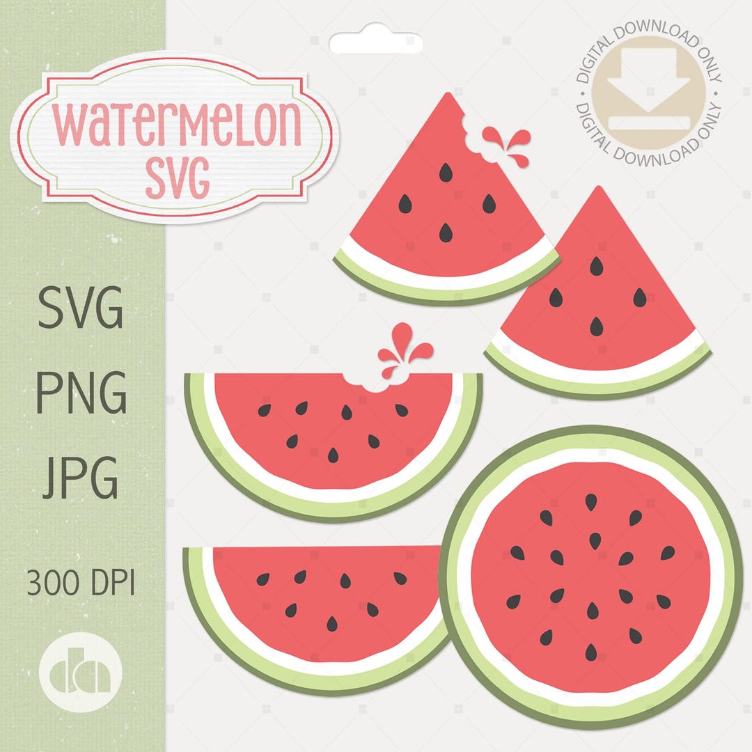 Watermelon SVG Clipart: Layered Cut File, Printable PNG (digital ...