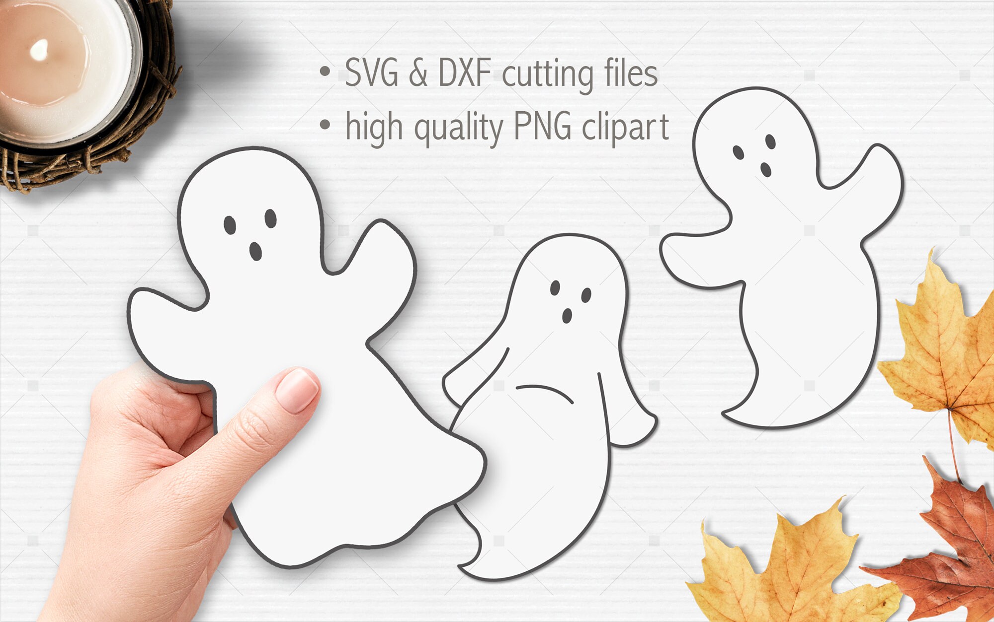 Halloween Ghosts SVG, DXF Cut Files, PNG Digital Downloadable Clipart ...