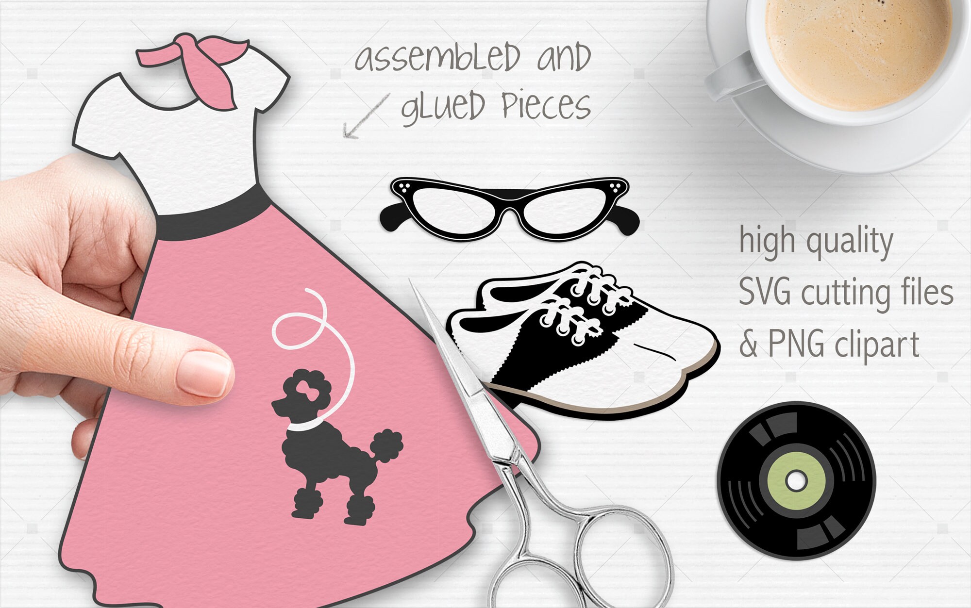 50's Poodle Skirt Layered SVG and DXF Cut File, PNG Downloadable ...