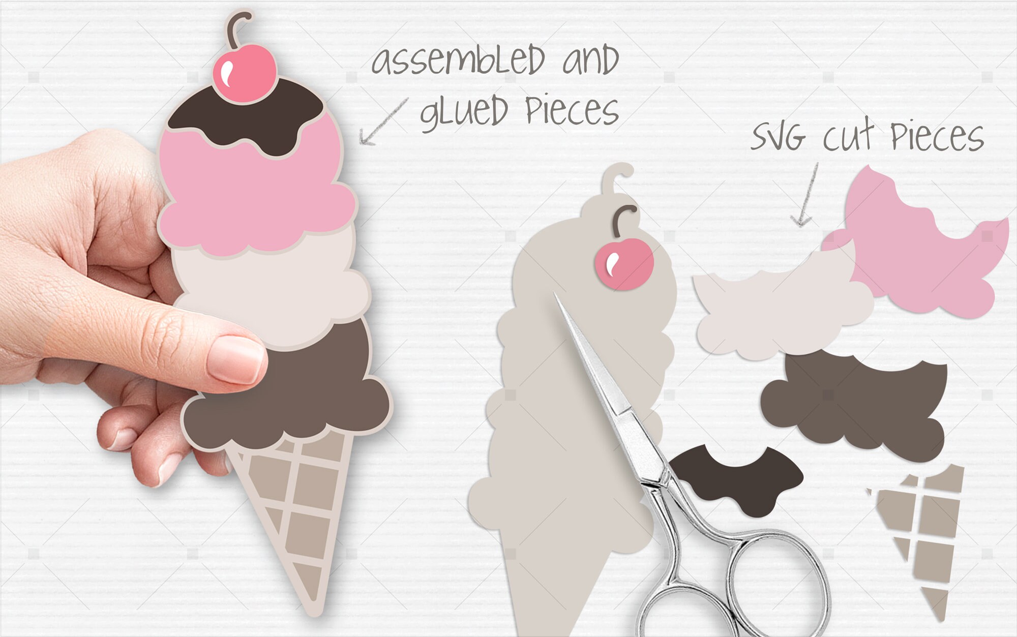 Ice Cream Cone Bundle Layered SVG, DXF Cut File, PNG Digital ...