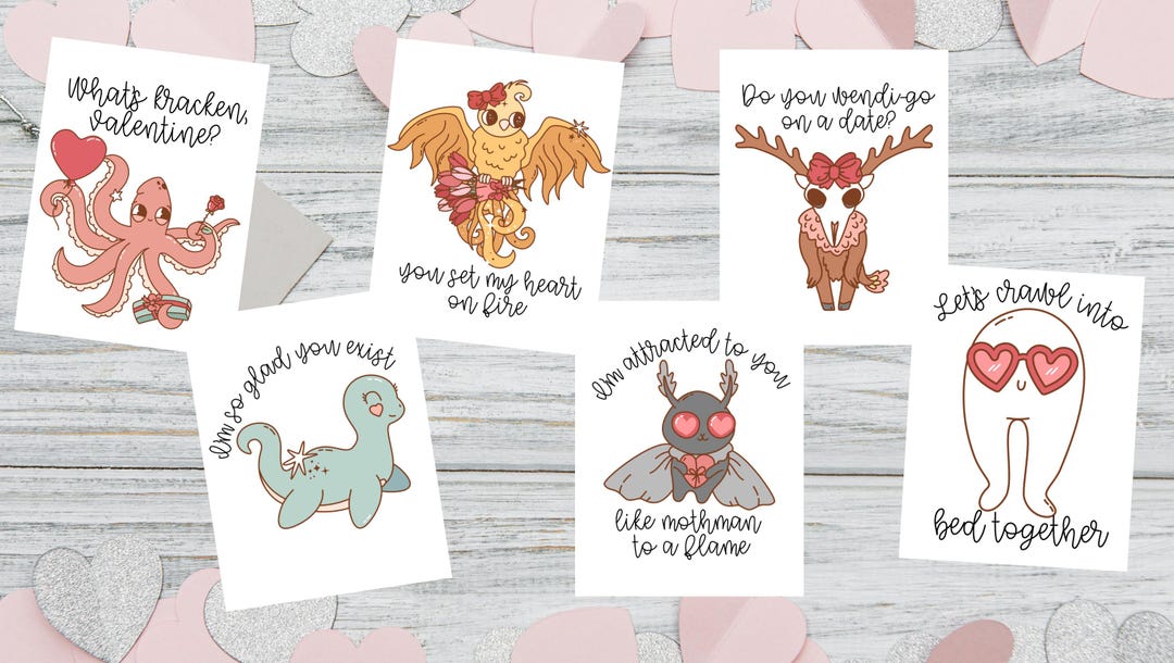 Cryptid Valentine's Greeting Card - Etsy