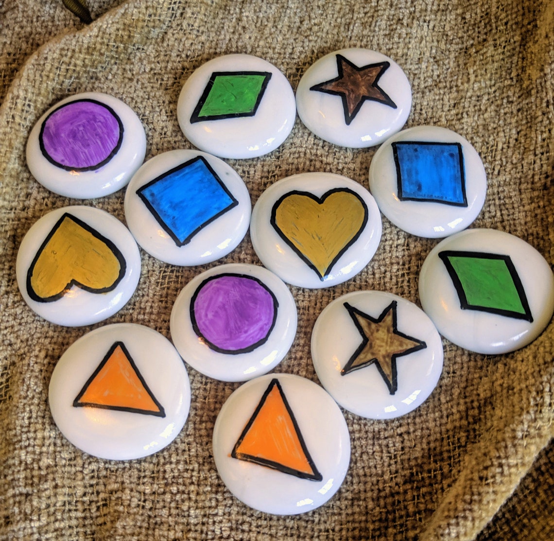 Shapes and Colors Matching Stones Montessori Learning - Etsy