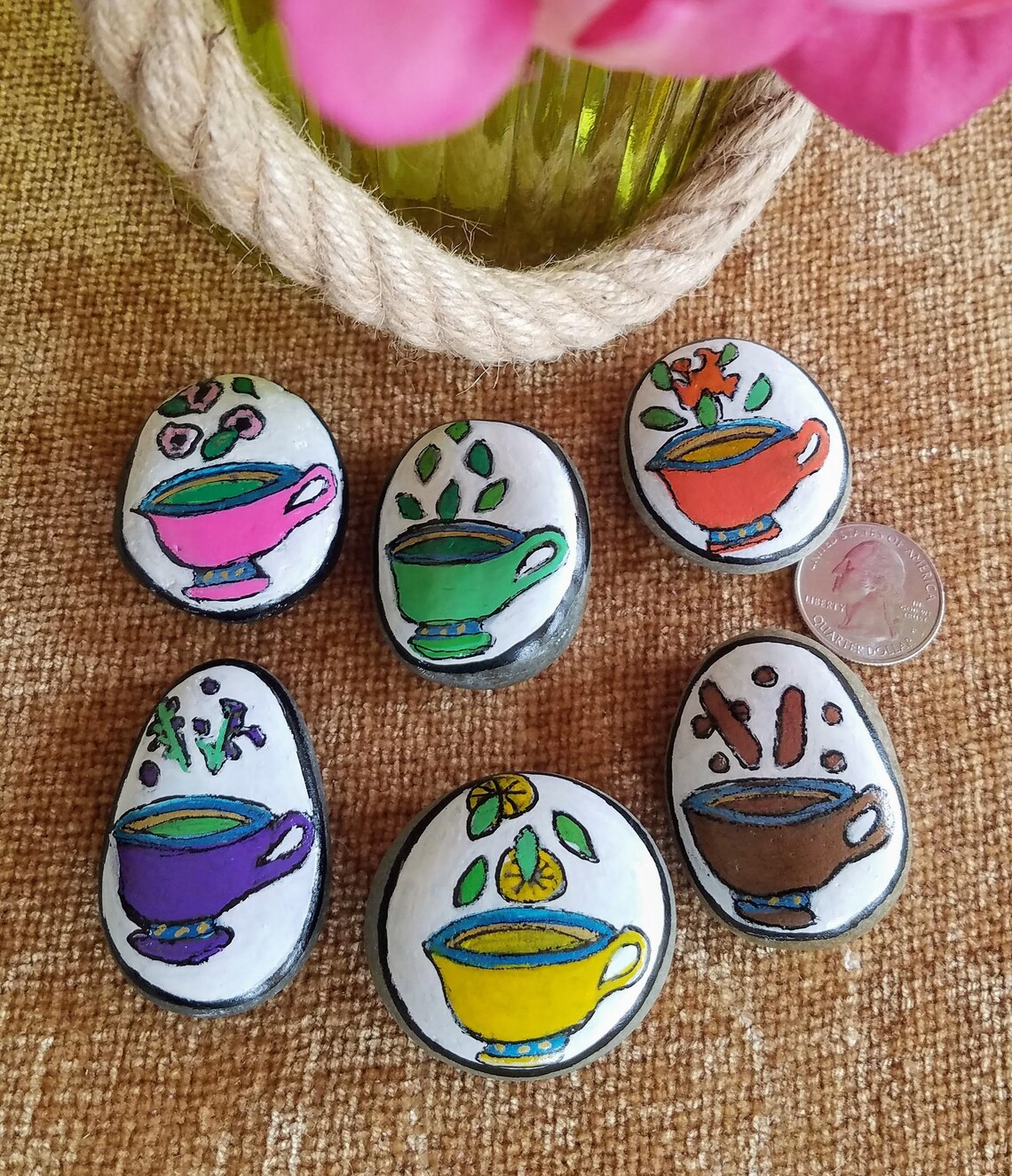 Painted Rock Tea Assortment Gift for Tea Lover Tea Themed | Etsy