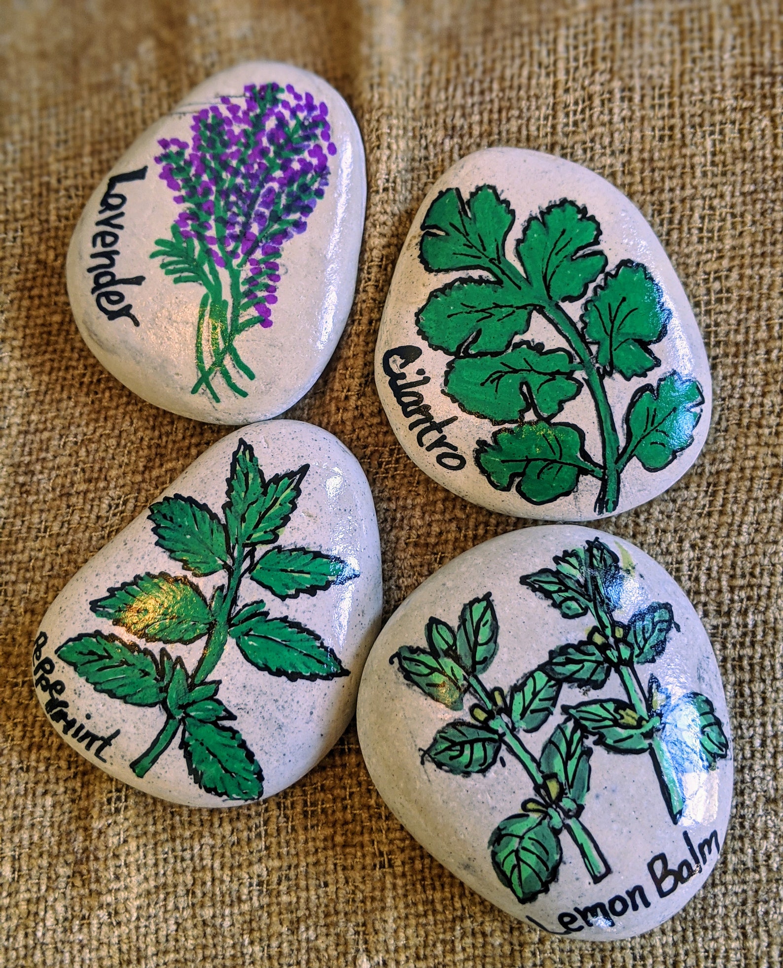Herb Garden Stones Painted Rock Herb Marker Garden Club - Etsy