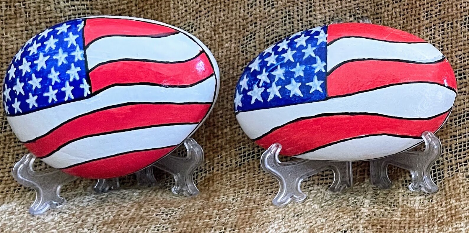American Flag Painted Rock Patriotic Painted Stone Fourth of | Etsy