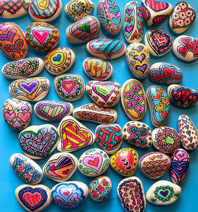 Assortment of Painted Rocks Valentine's Rocks Hand - Etsy