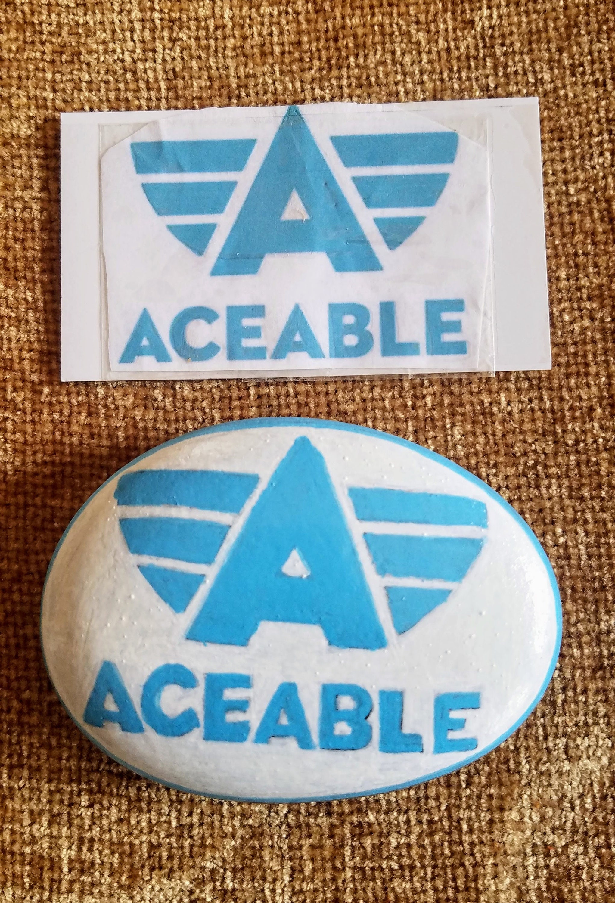 Aceable Logo Personalized Business Gift, Logo Hand Painted Rock,