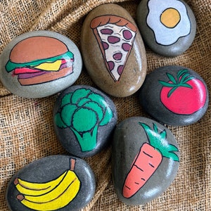 Painted Food Rocks: Pretend Play Kitchen Toys, 10-piece Set - Etsy