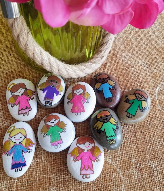 Pocket Angel Painted Rock Pocket Angel for Boy Little Girl | Etsy