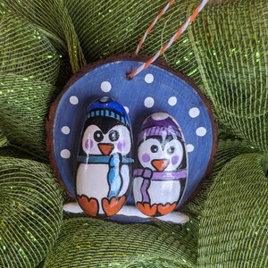 Penguin Painted Rock Ornament, Hand Painted Penguin Rocks, Pebble Art ...