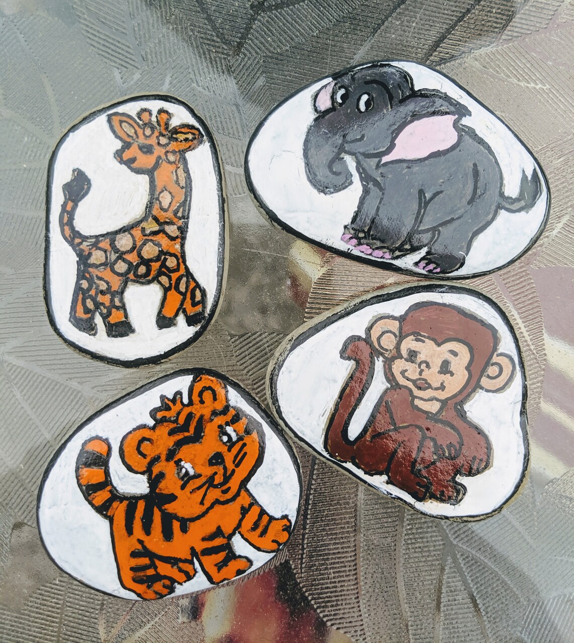 Zoo Animal Story Stones Painted Rocks Montessori Tactile | Etsy