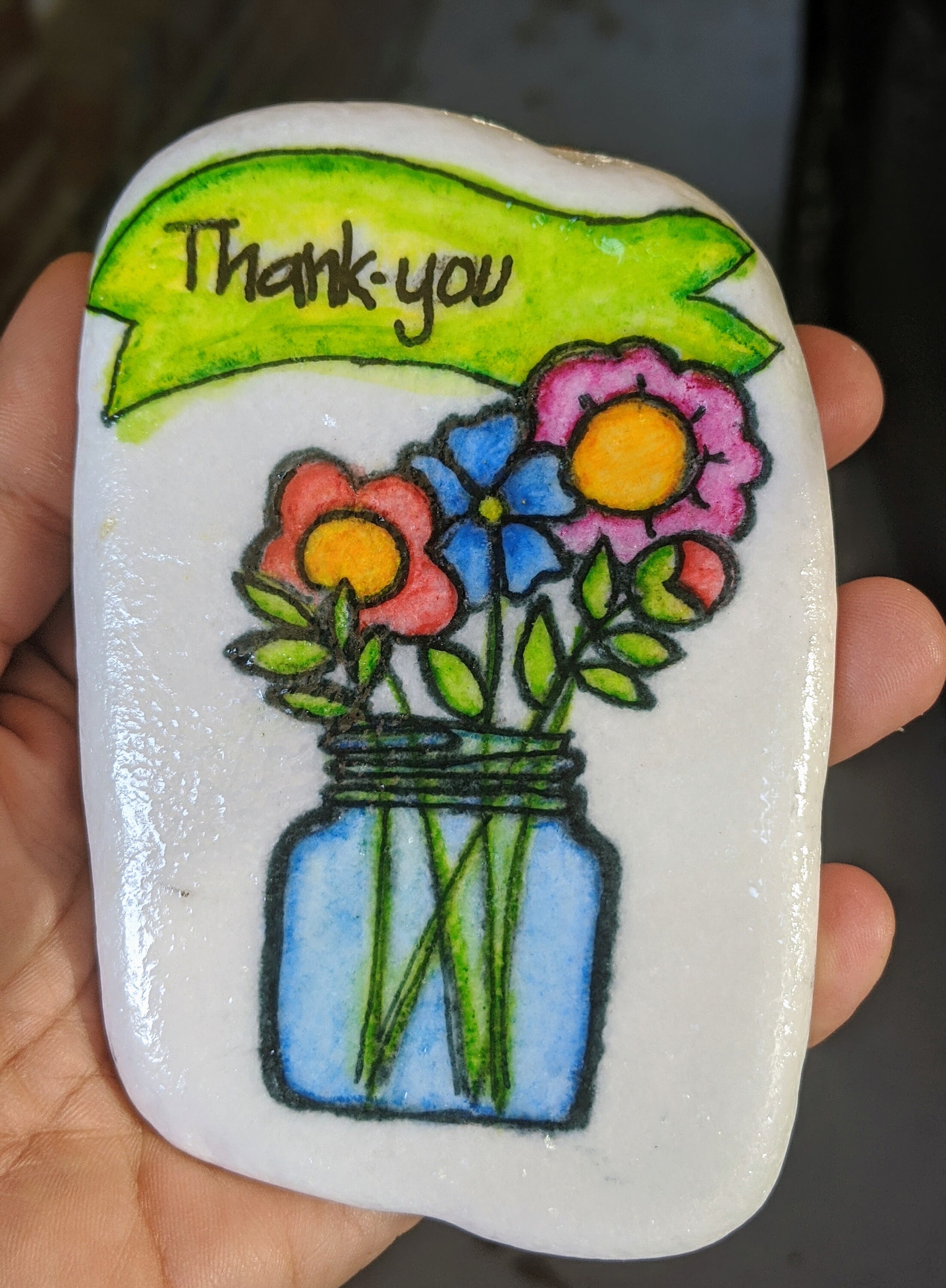 Thank-you Painted Rock Painted Santorini Stonehand-painted - Etsy
