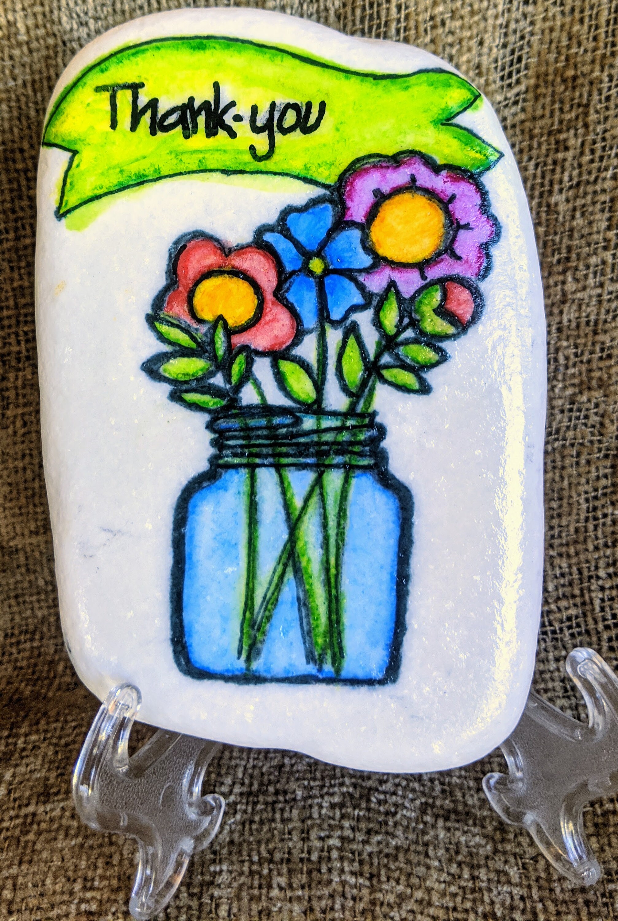 Thank-you Painted Rock Painted Santorini Stonehand-painted - Etsy