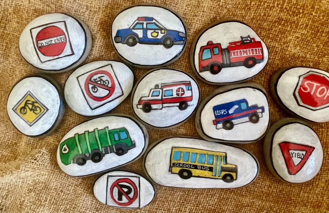 Vehicles Story Stones Construction Story Stones Community | Etsy UK