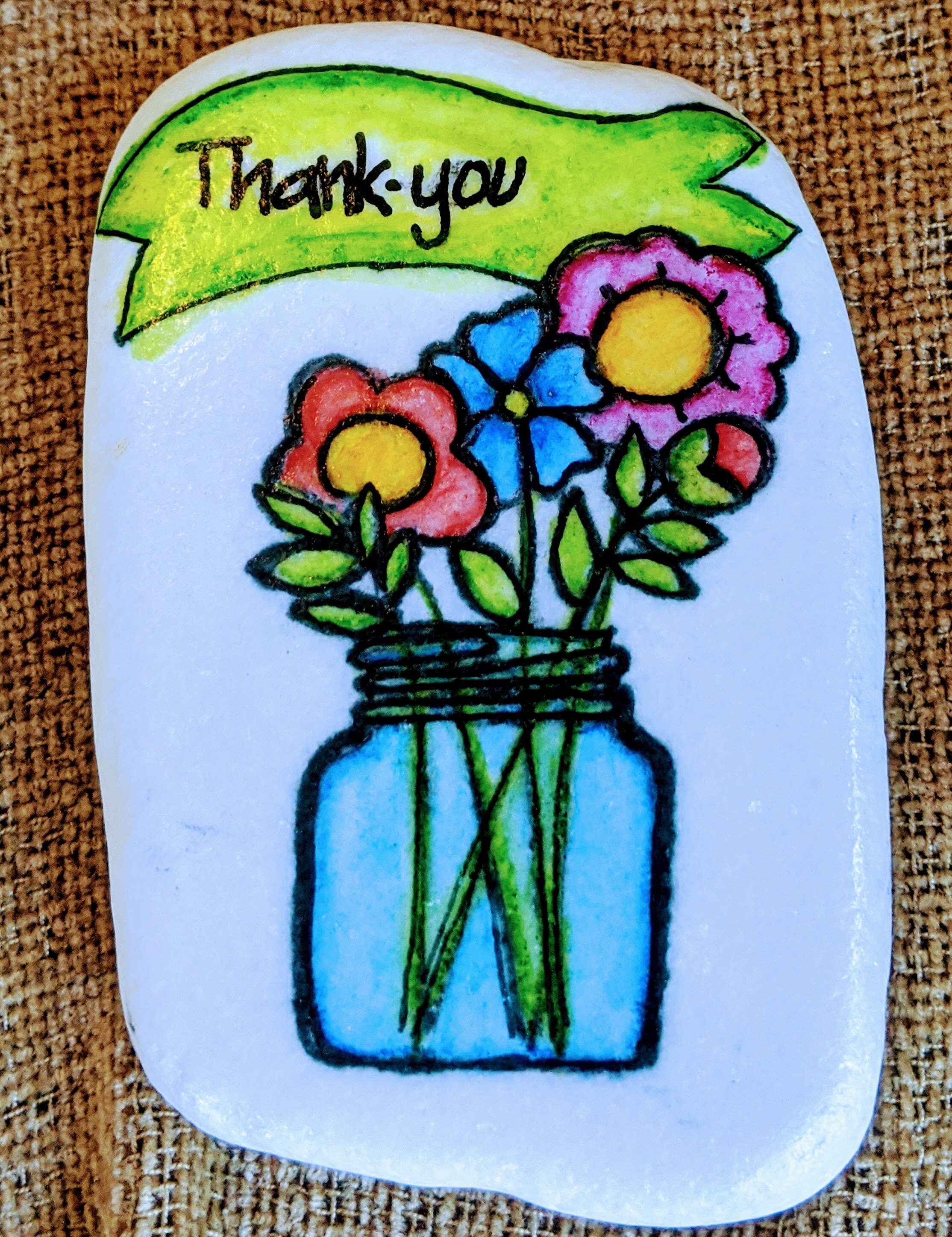 Thank-you Painted Rock Painted Santorini Stonehand-painted - Etsy