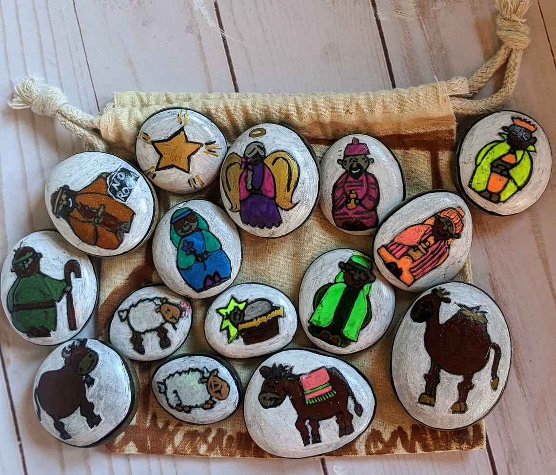 Painted Rock Nativity Story Stones Montessori Style Christmas - Etsy
