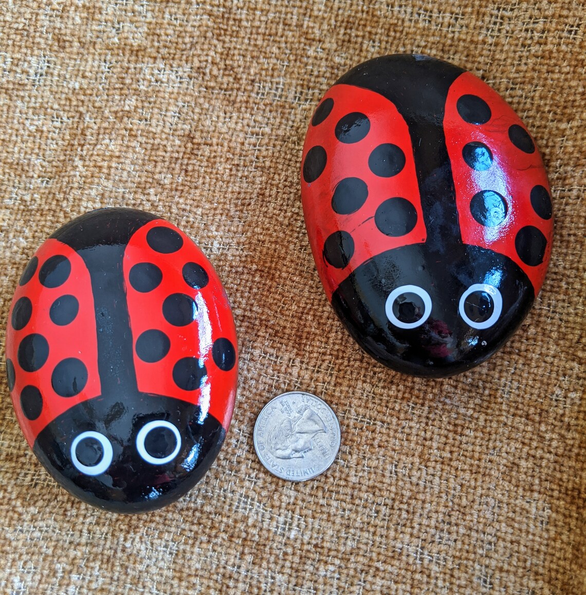 Large Lady Bug Rocks Garden Stones Home Decorner - Etsy