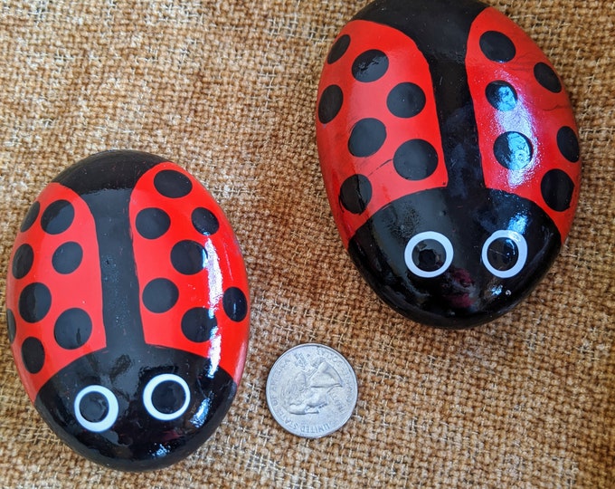 Ladybug Painted Rocks - Etsy