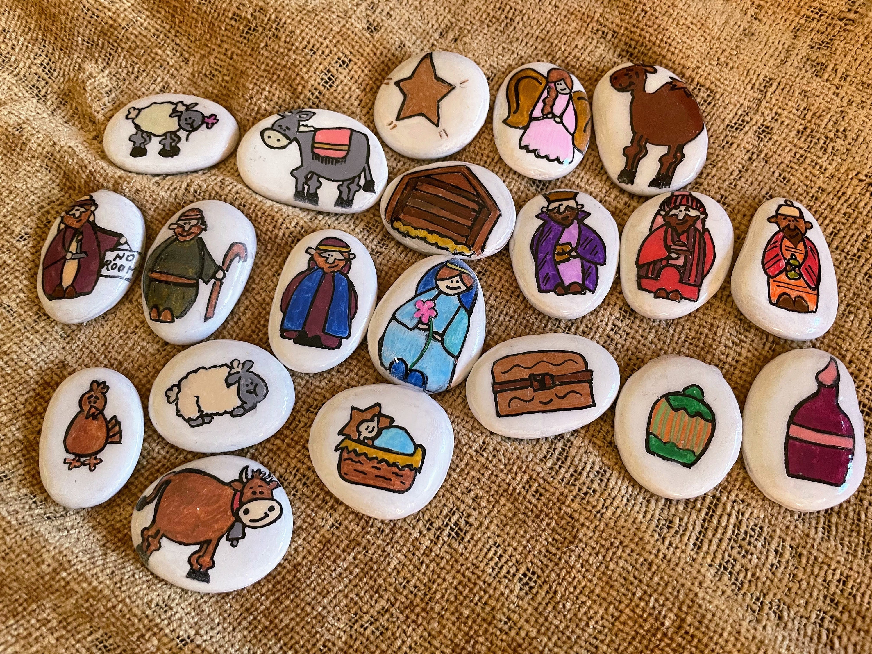 Painted Rock Nativity Story Stones Montessori Style Christmas - Etsy