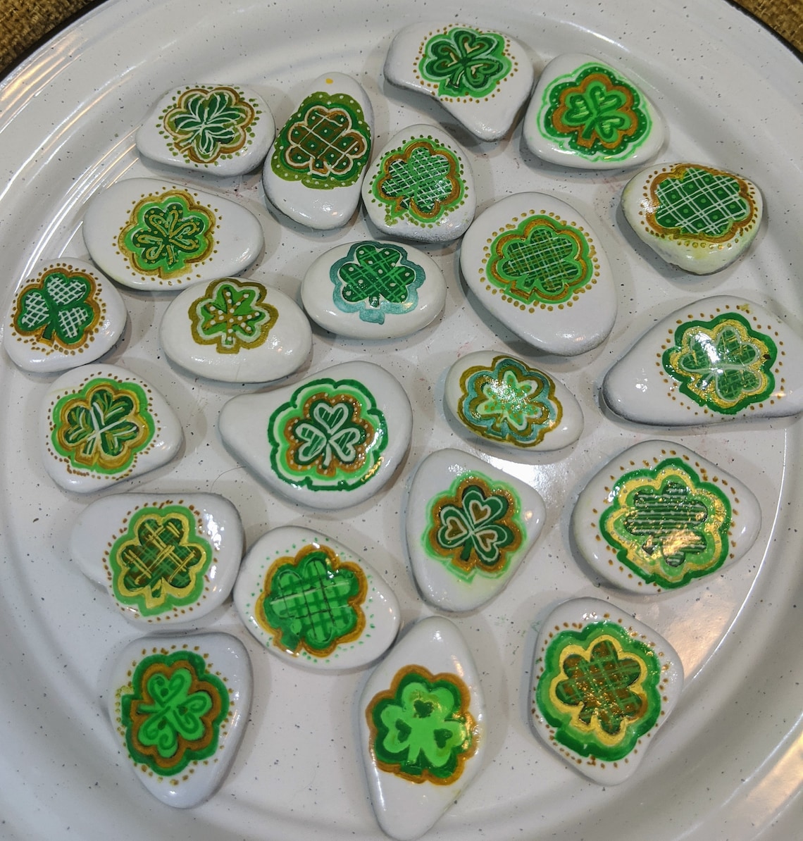 Small Decorative Shamrock Rocks Hand-painted Refrigerator | Etsy