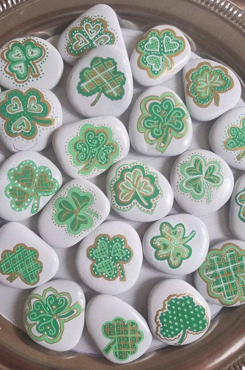 Small Decorative Shamrock Rocks Hand-painted Refrigerator | Etsy