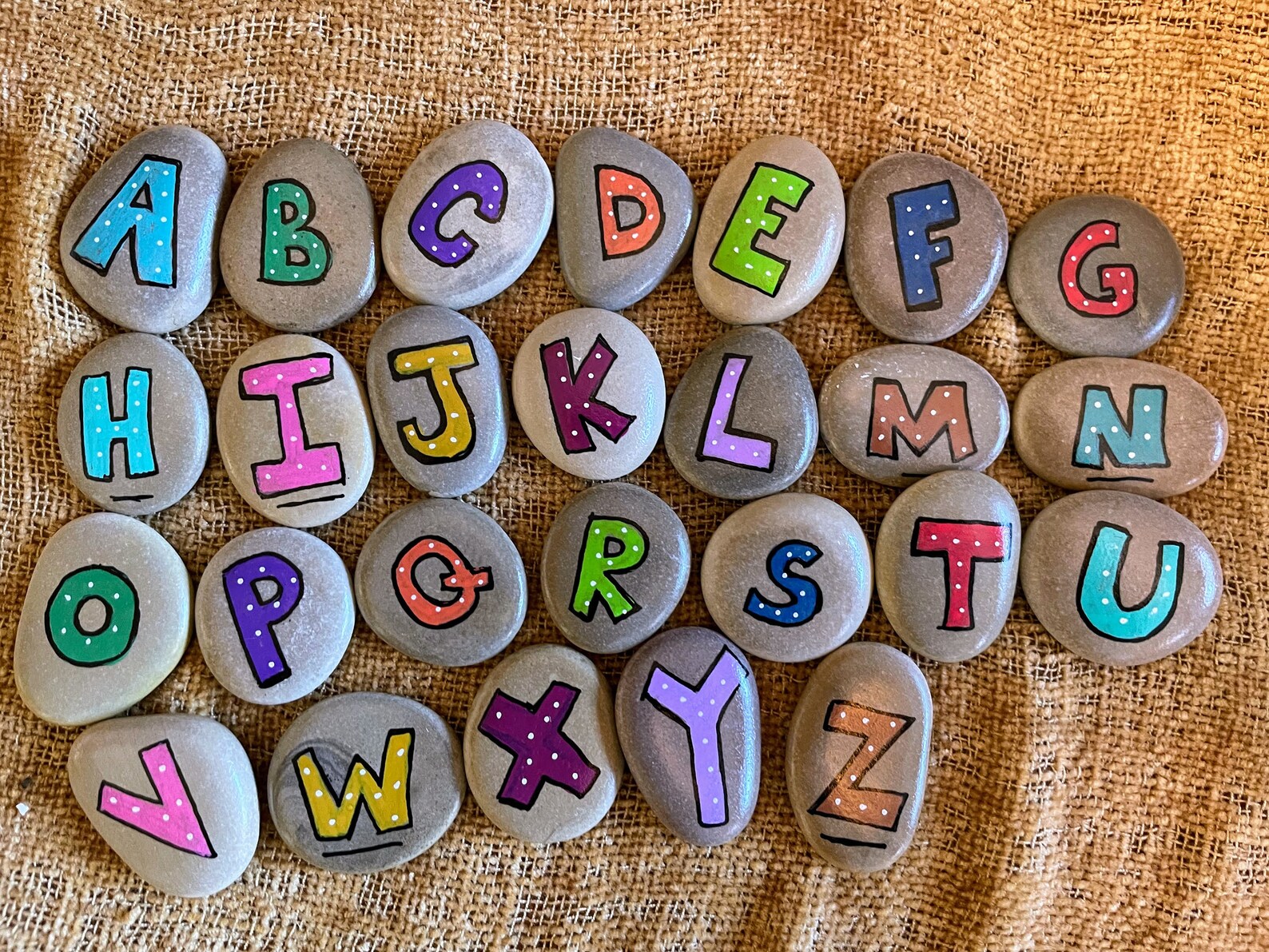 Hand Painted Alphabet Story Stones: Portable Learning Set - Etsy